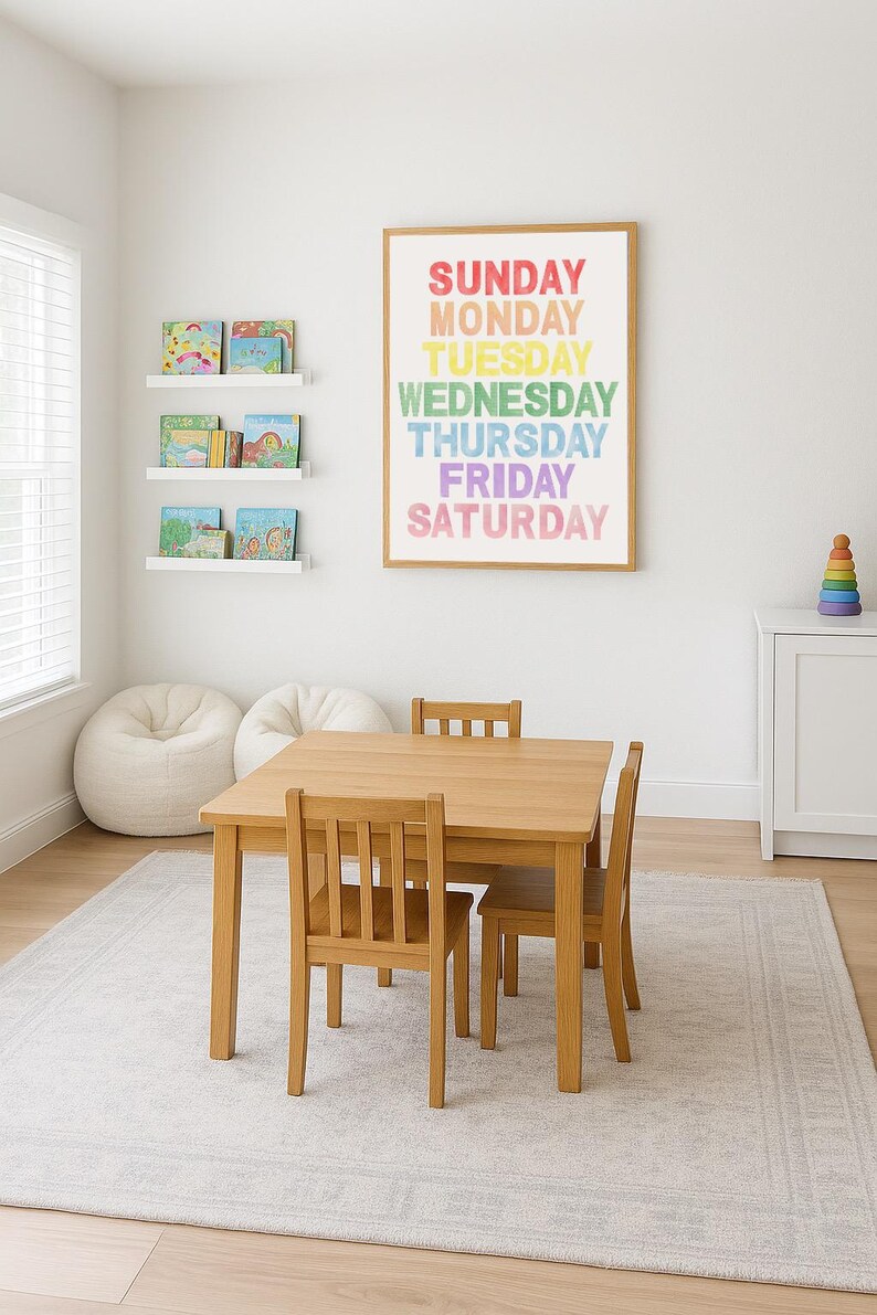 Rainbow Days of the Week Wall Art Digital Download| Colorful Printable ...