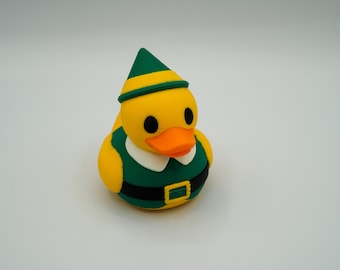 Enthusiastic Elf Duck – 3D Printed Christmas Collectible, Funny Holiday ...