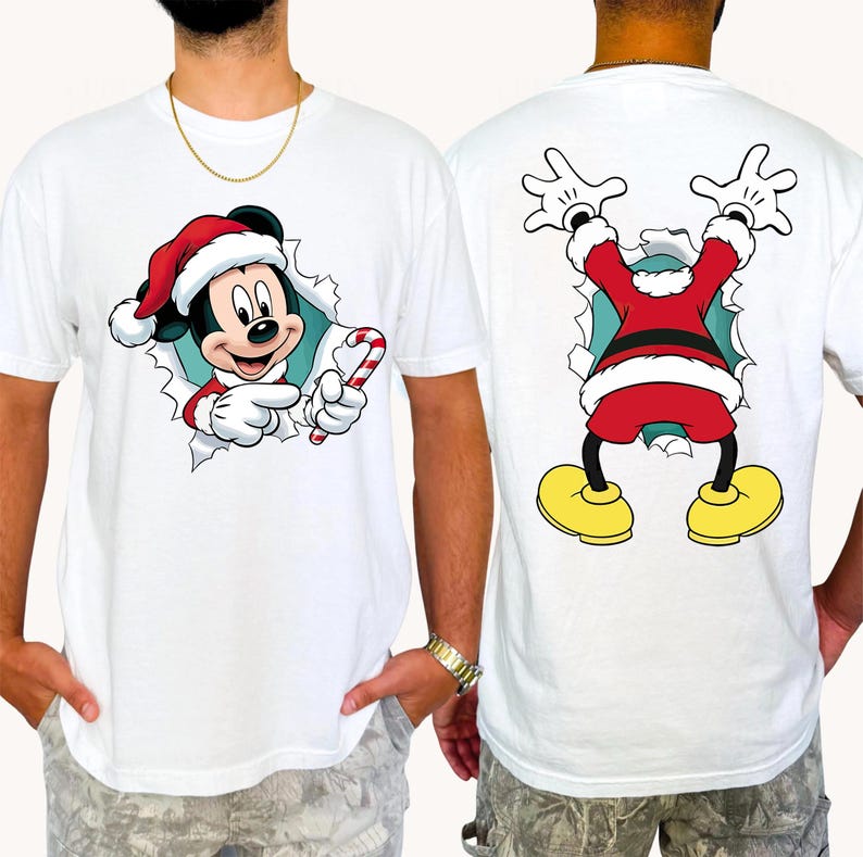 Funny Mickey Mouse Santa Christmas Two-sided Shirt, Magic Kingdom Shirt ...