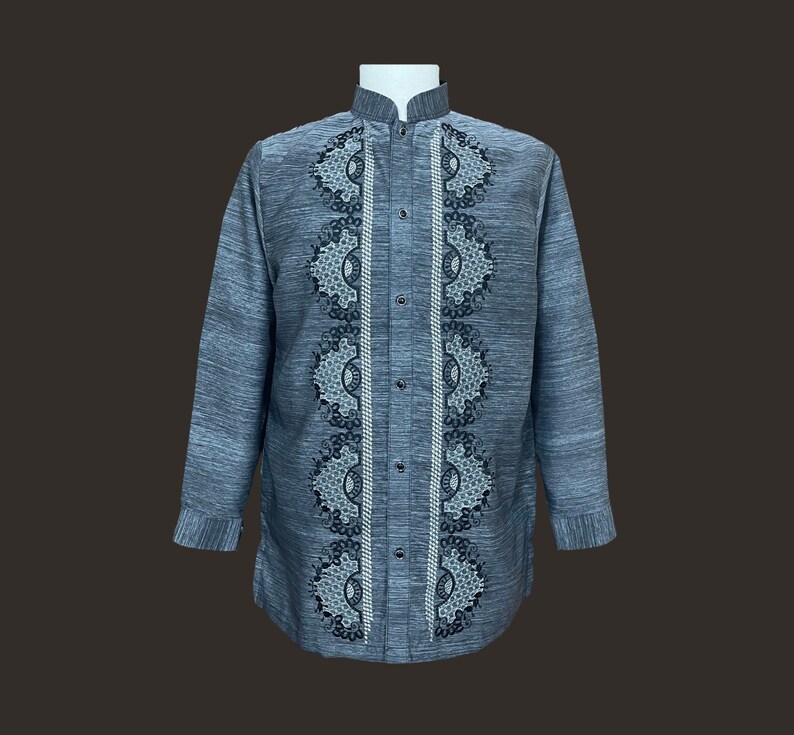 Barong Tagalog Julian | Premium Gray Black Barong Tagalog | Authentic ...