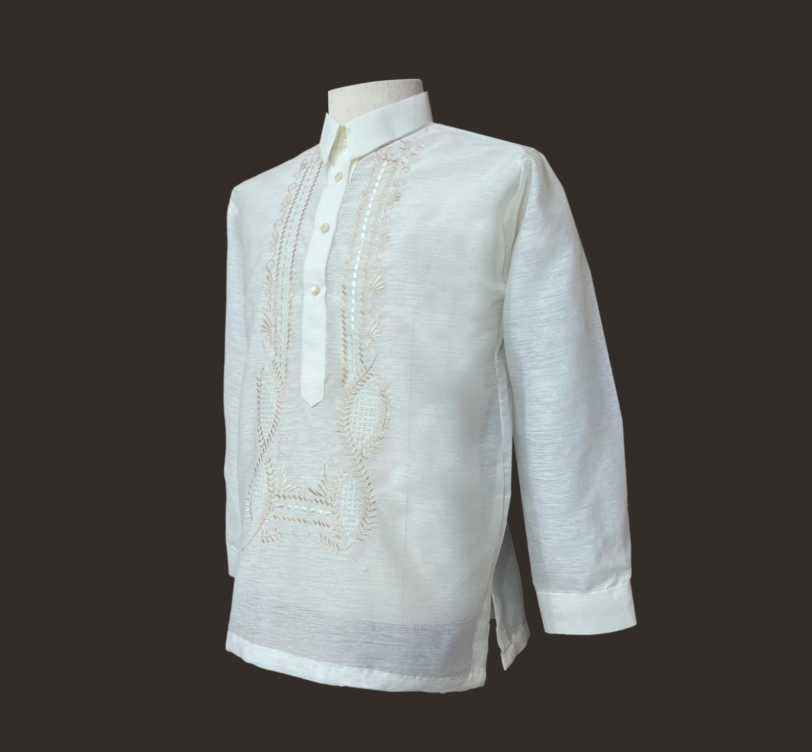 Golden Embroidered Barong Tagalog: Filipino Cultural Attire - Etsy