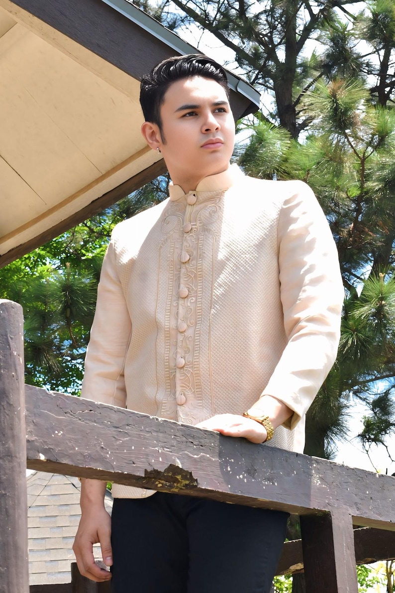 Calado Embroidered Barong Tagalog Coat: Piña Cocoon Fabric - Etsy