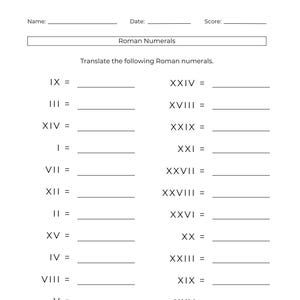 10 Printable Roman Numerals Worksheets: Read, Write, Add & Subtract ...