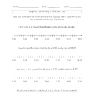 10 Printable Elapsed Time Worksheets: Analog & Digital Clock Practice ...