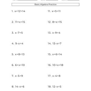 basic algebra exercises