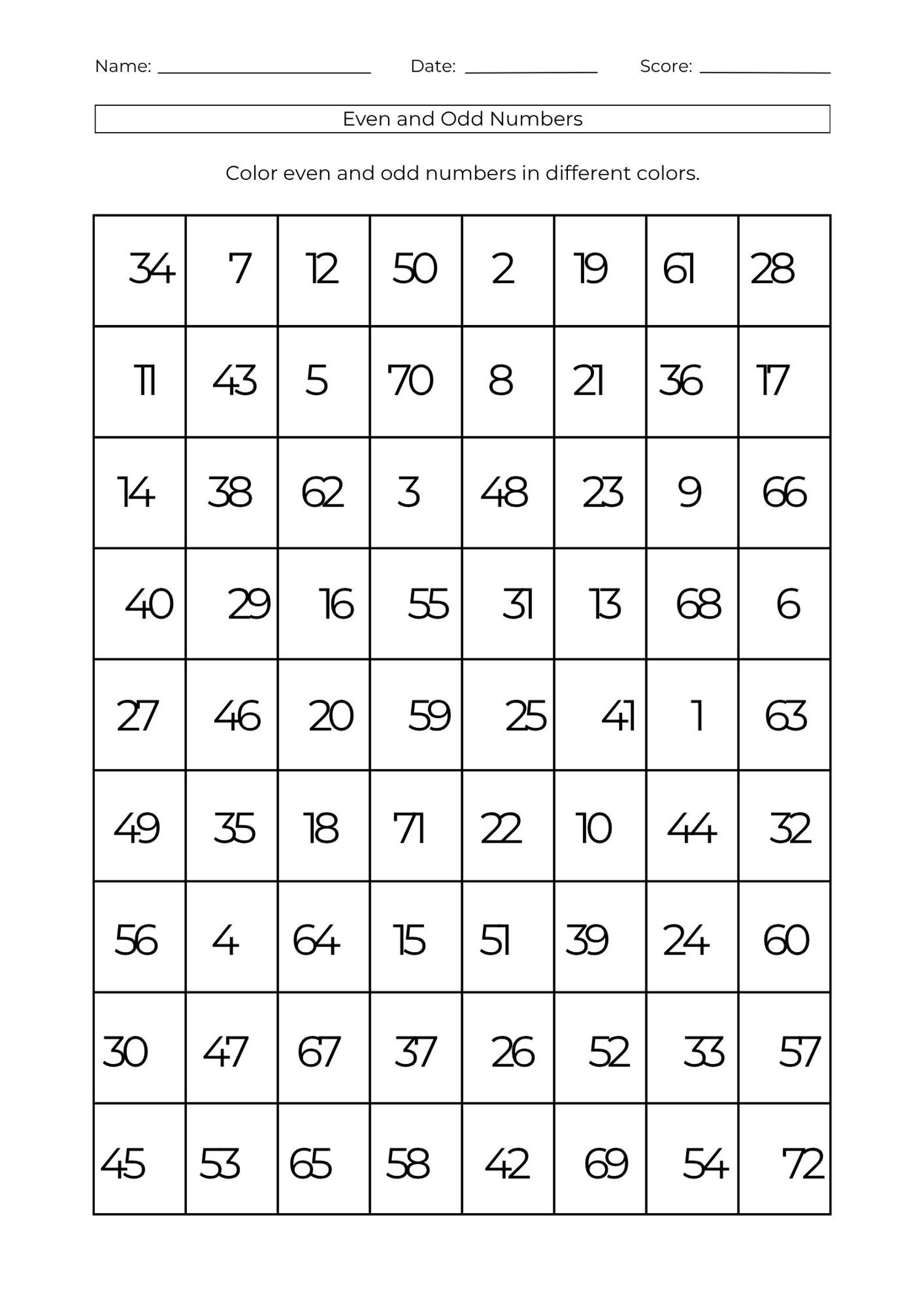 10 Printable Practice Even and Odd Numbers Worksheets - Numbers ...