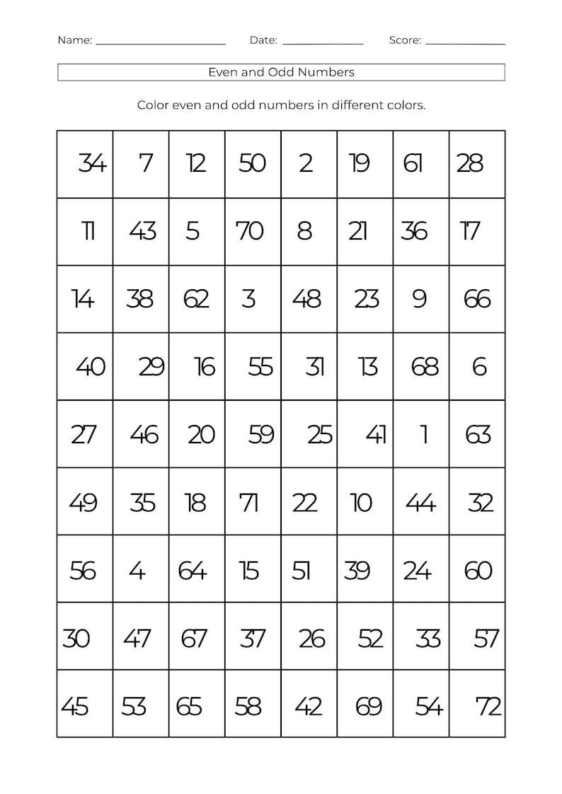 10 Printable Practice Even and Odd Numbers Worksheets - Numbers ...