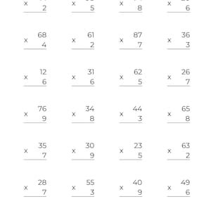 10 Printable 2 Digit by 1 Digit Multiplication Worksheets: Mental Math ...