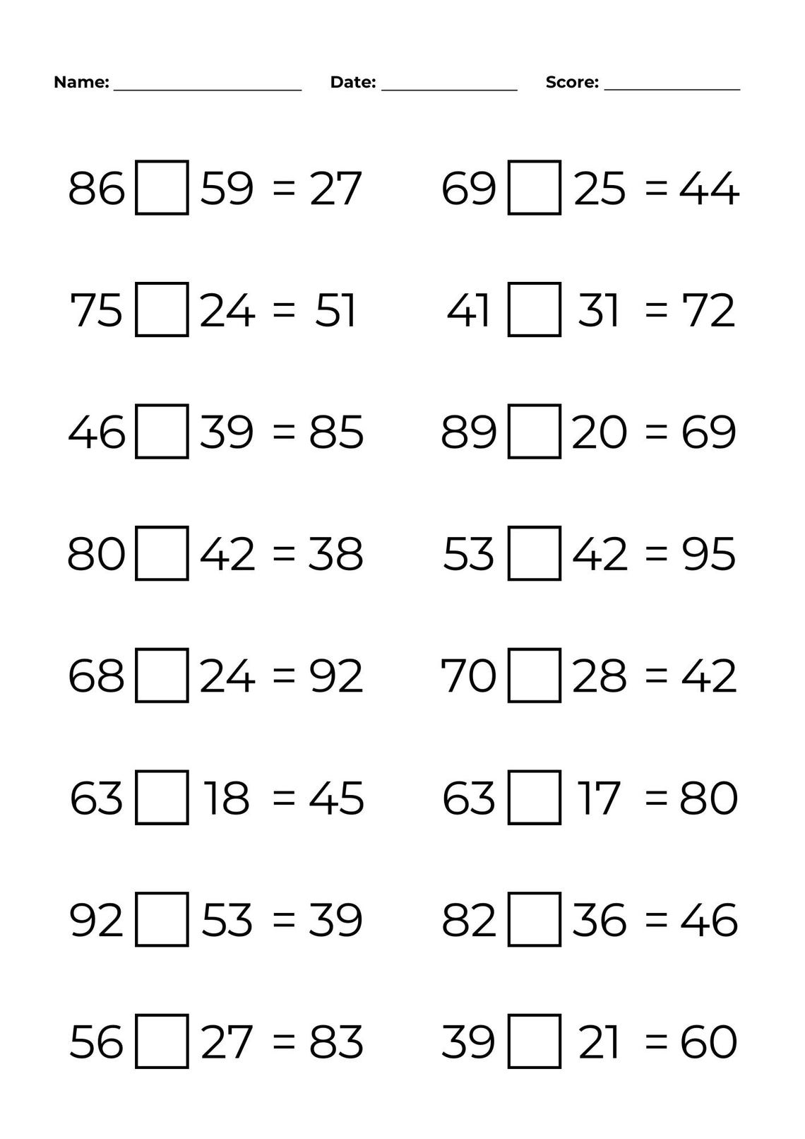 10 Printable Add or Subtract Worksheets – Addition and Subtraction ...