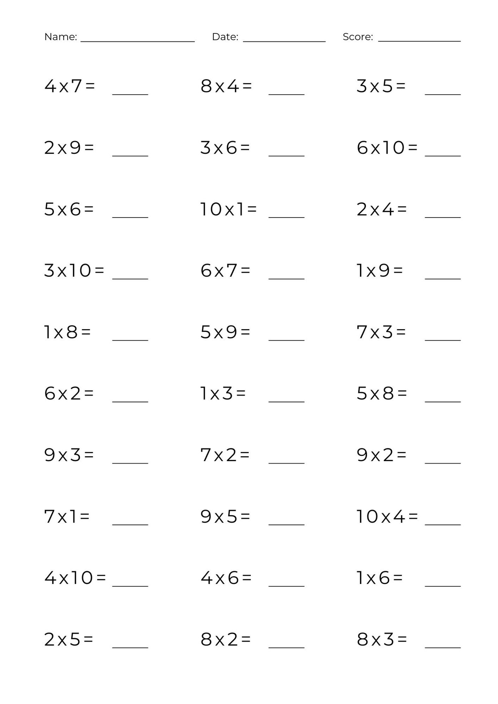14 Printable Times Table Practice Worksheets: Multiplication Learning ...