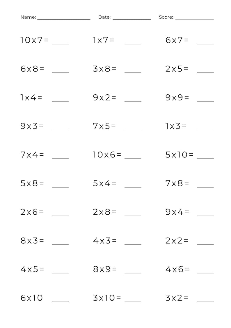 14 Printable Times Table Practice Worksheets for Learning Basic ...
