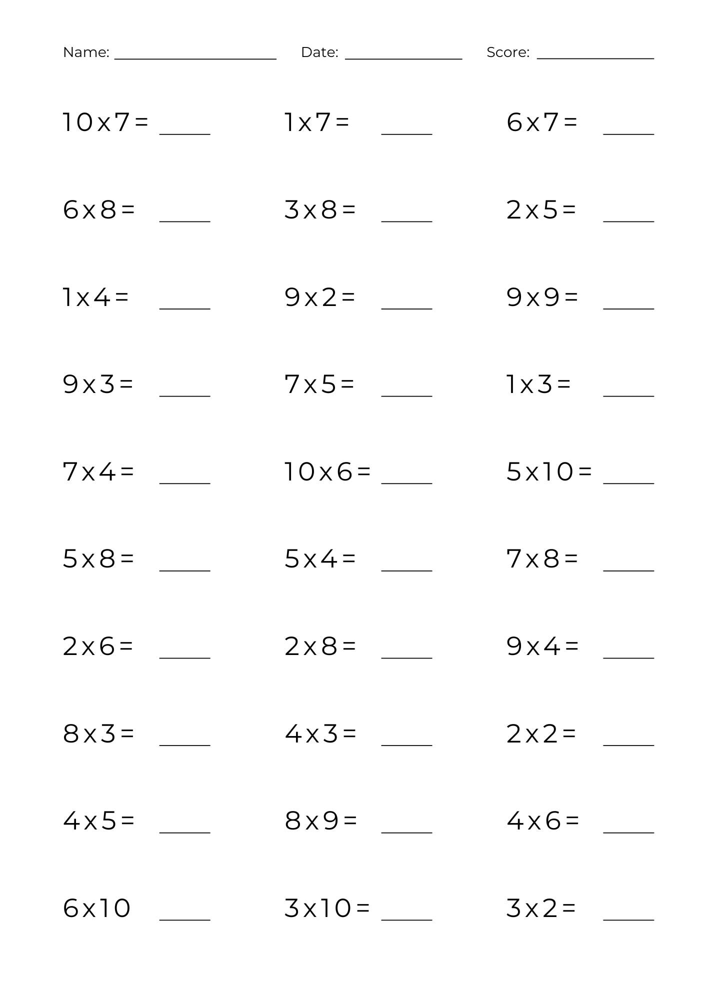 14 Printable Times Table Practice Worksheets: Multiplication Learning ...
