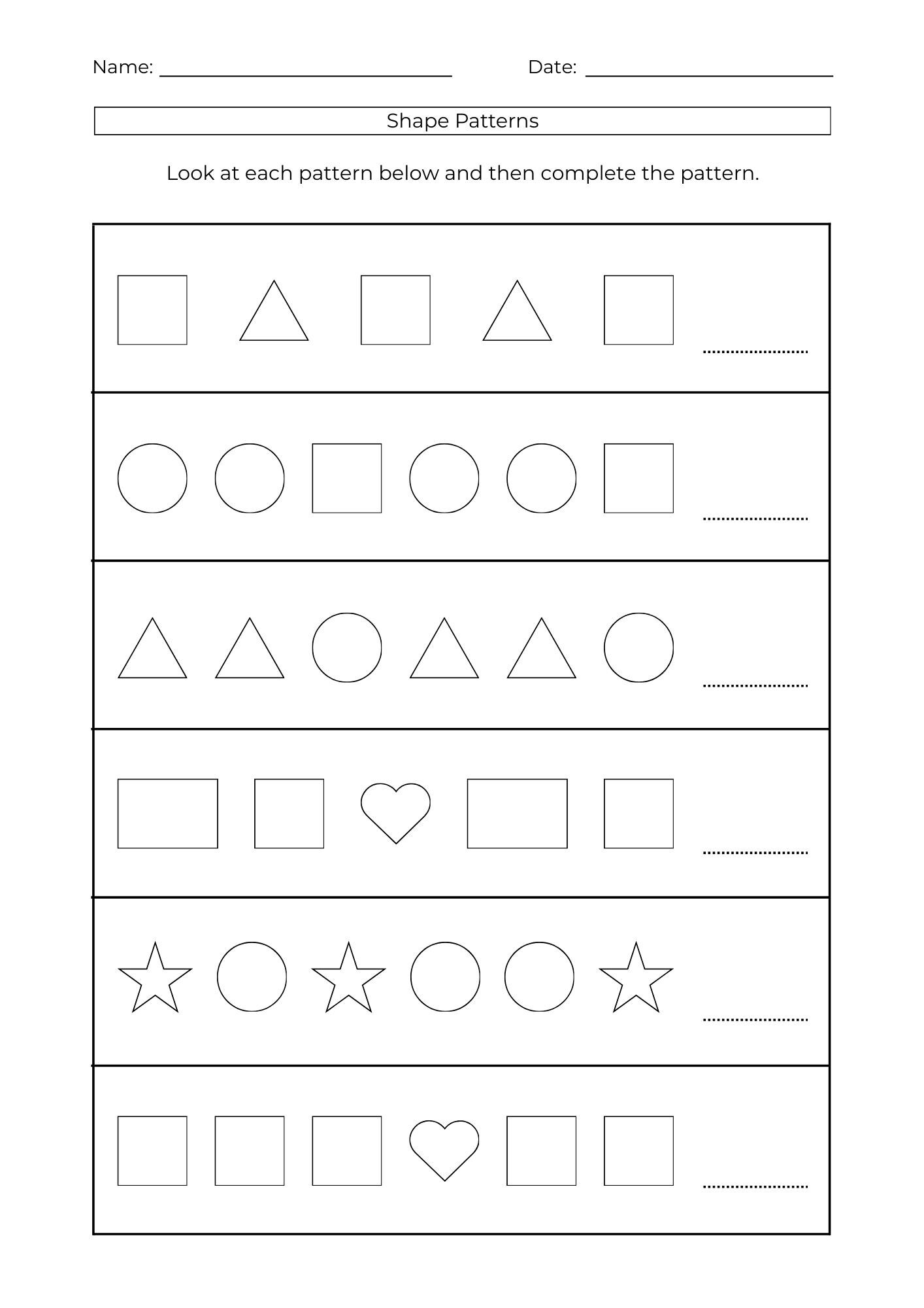 20 Printable Shape Tracing Worksheets: Preschool & Kindergarten ...