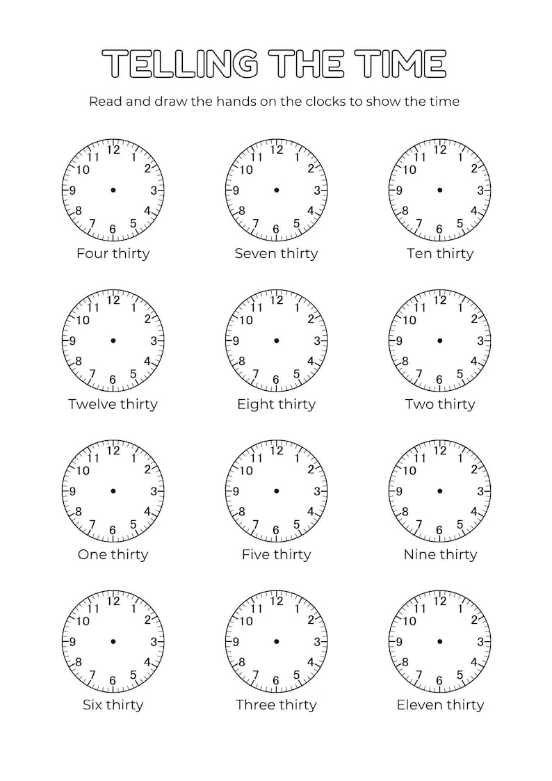 50 Printable Time Telling Worksheets Clock Learning to Tell Time ...