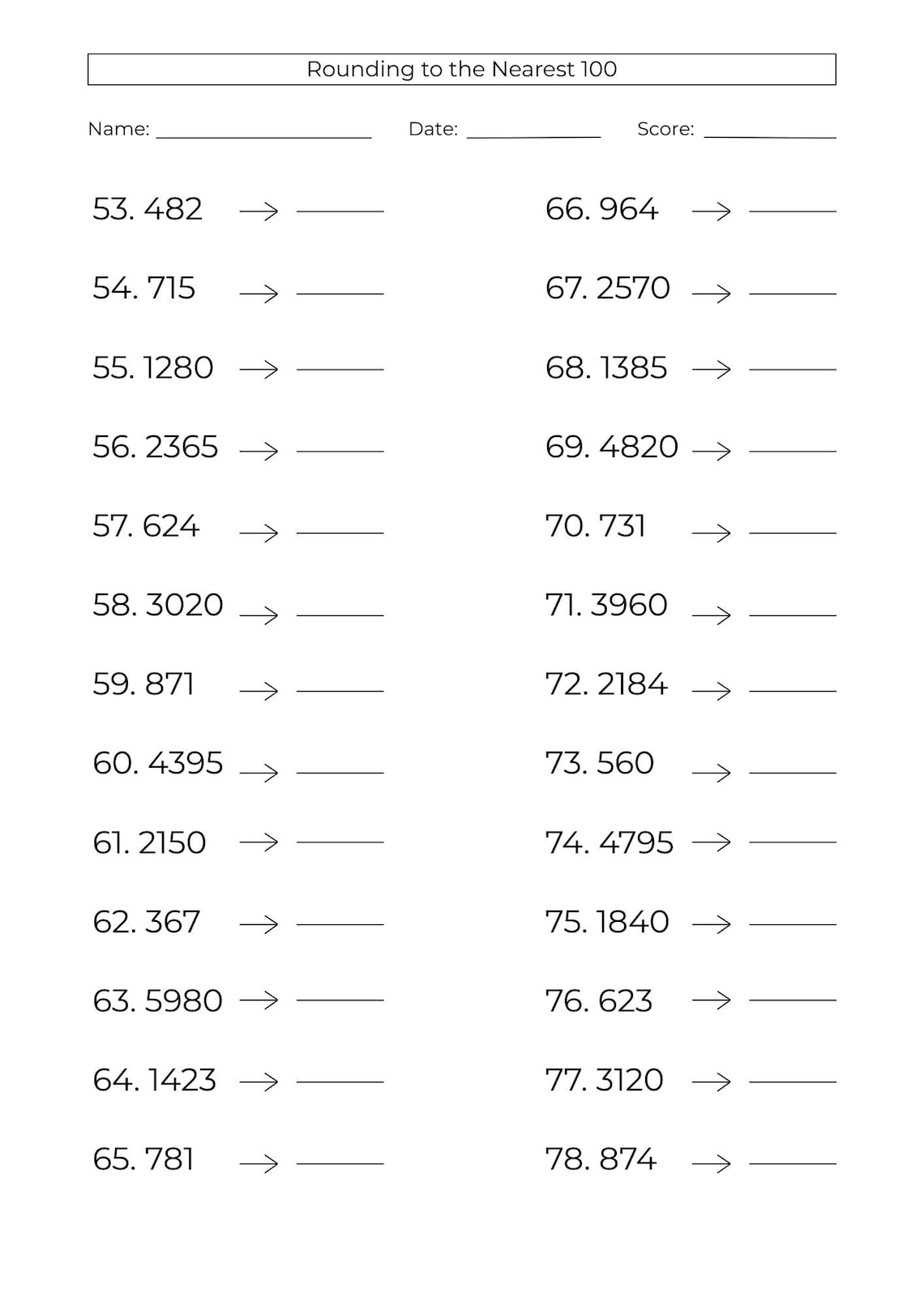 10 Printable Rounding Numbers Worksheets: Rounding to the Nearest (PDF ...