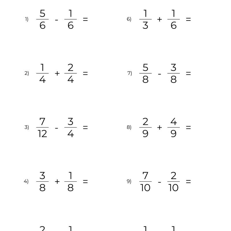 Adding mixed fractions worksheet - Etsy.de