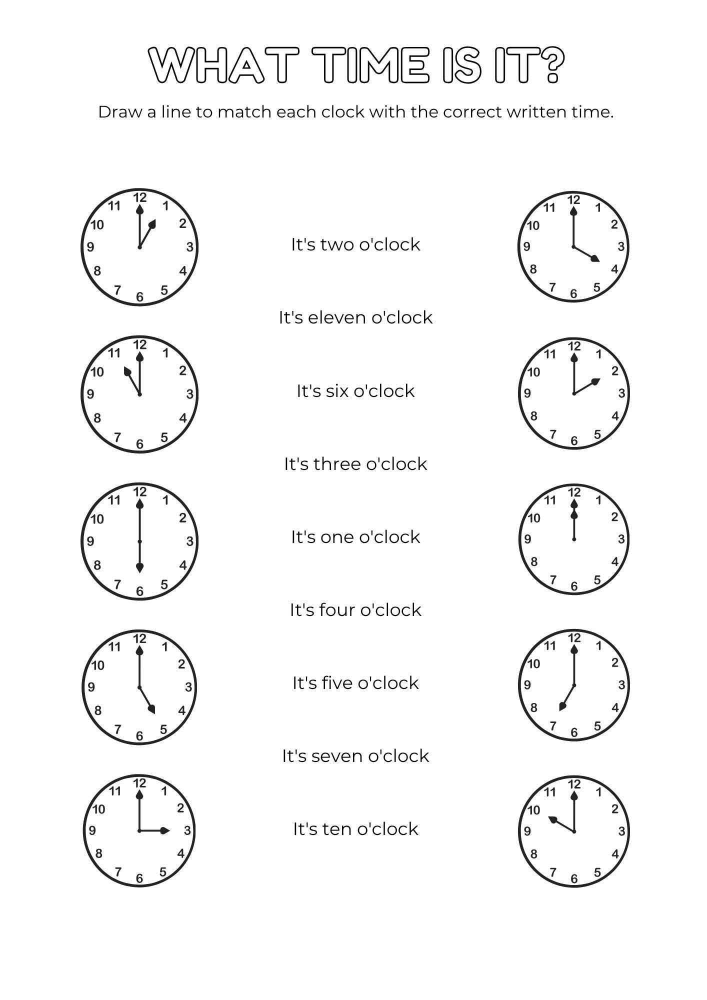 50 Printable Time Telling Worksheets – Learning Analog & Digital Clocks ...