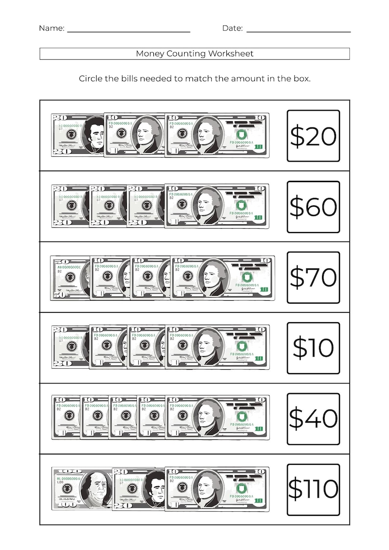 10 Printable Counting Money Worksheets – Practice Recognise and Count ...