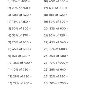 10 Printable Finding Percentages Worksheets - Percentage Calculation ...