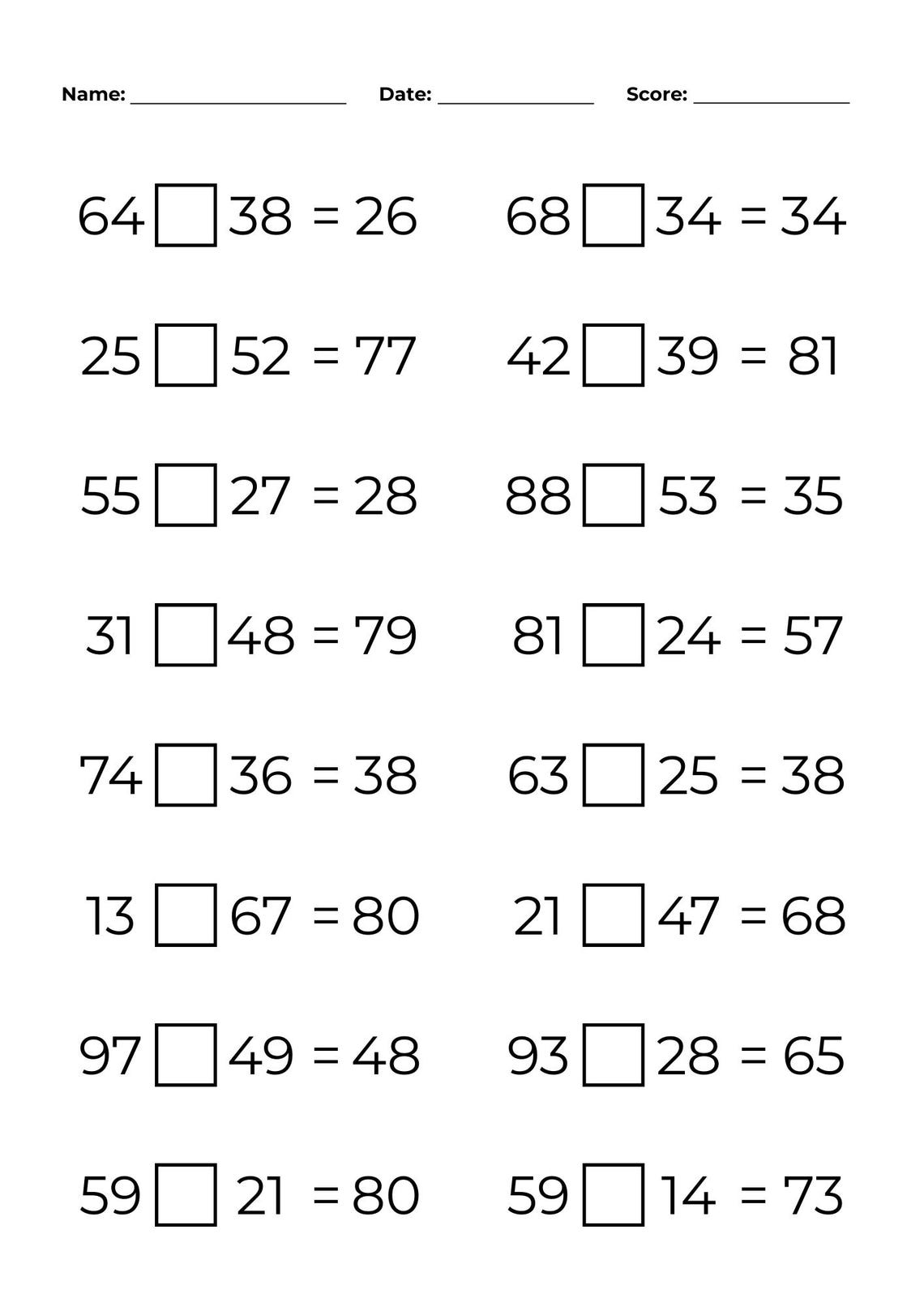 10 Printable Add or Subtract Worksheets – Addition and Subtraction ...