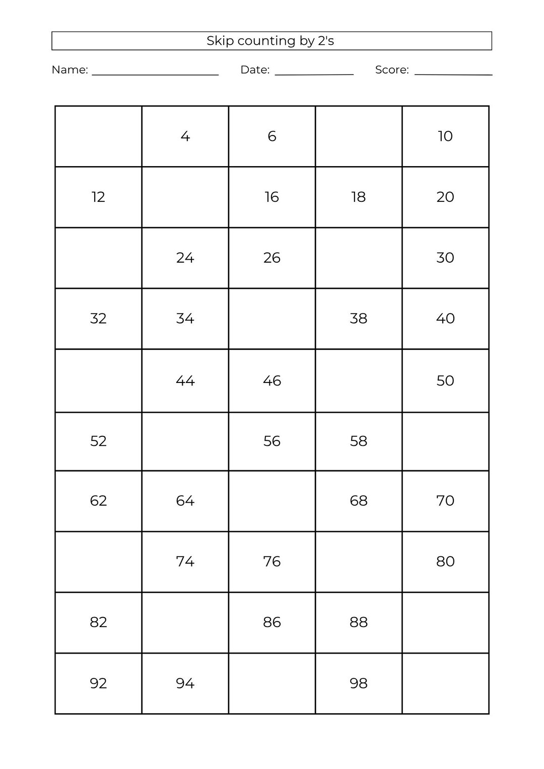 20 Printable Skip Counting Worksheets – Skip Counting by 2, 3, 5, and ...