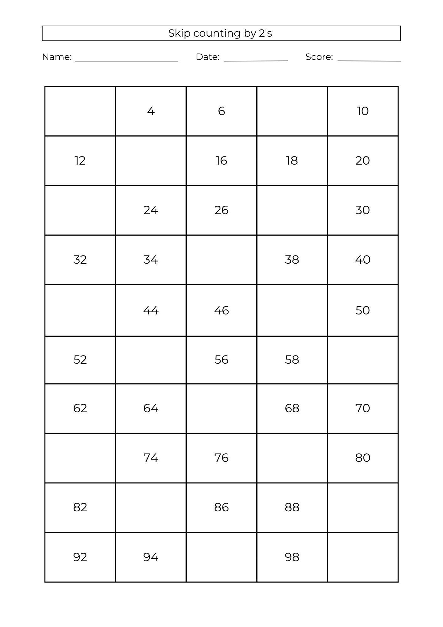 20 Printable Skip Counting Worksheets – Skip Counting by 2, 3, 5, and ...