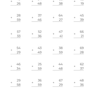 10 Printable Double Digit Addition Worksheets: Regrouping to 100 (PDF ...