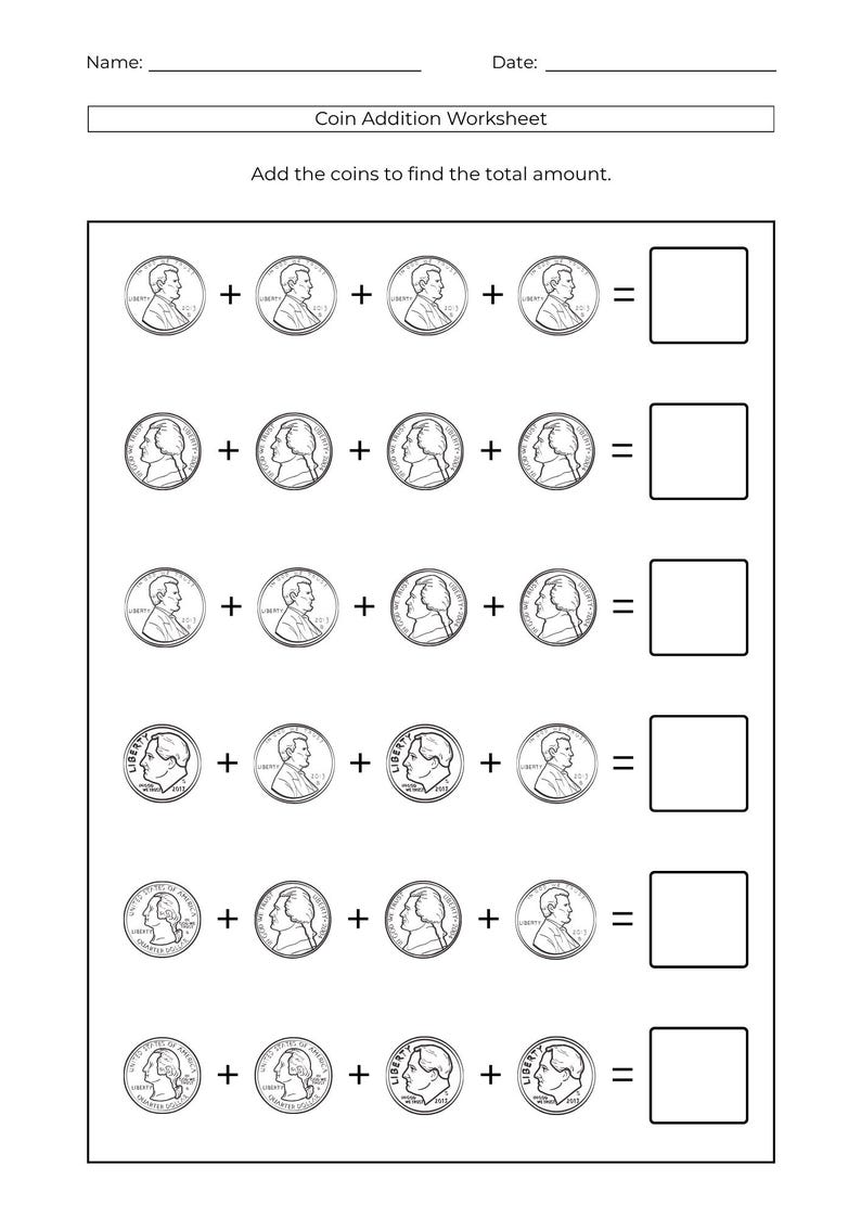 10 Printable Count and Add Money Worksheets Counting Money Addition ...