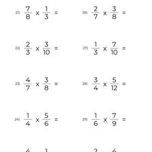 10 Printable Multiplying & Dividing Fractions Worksheets – 5th Grade ...