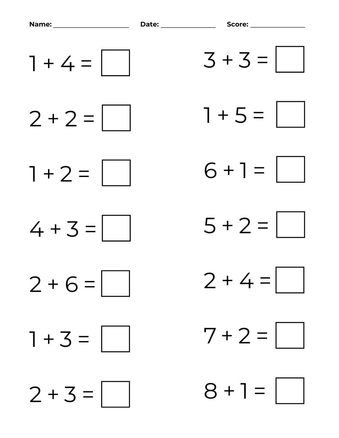 10 Printable Addition Worksheets Beginning Math Worksheets Addition to ...