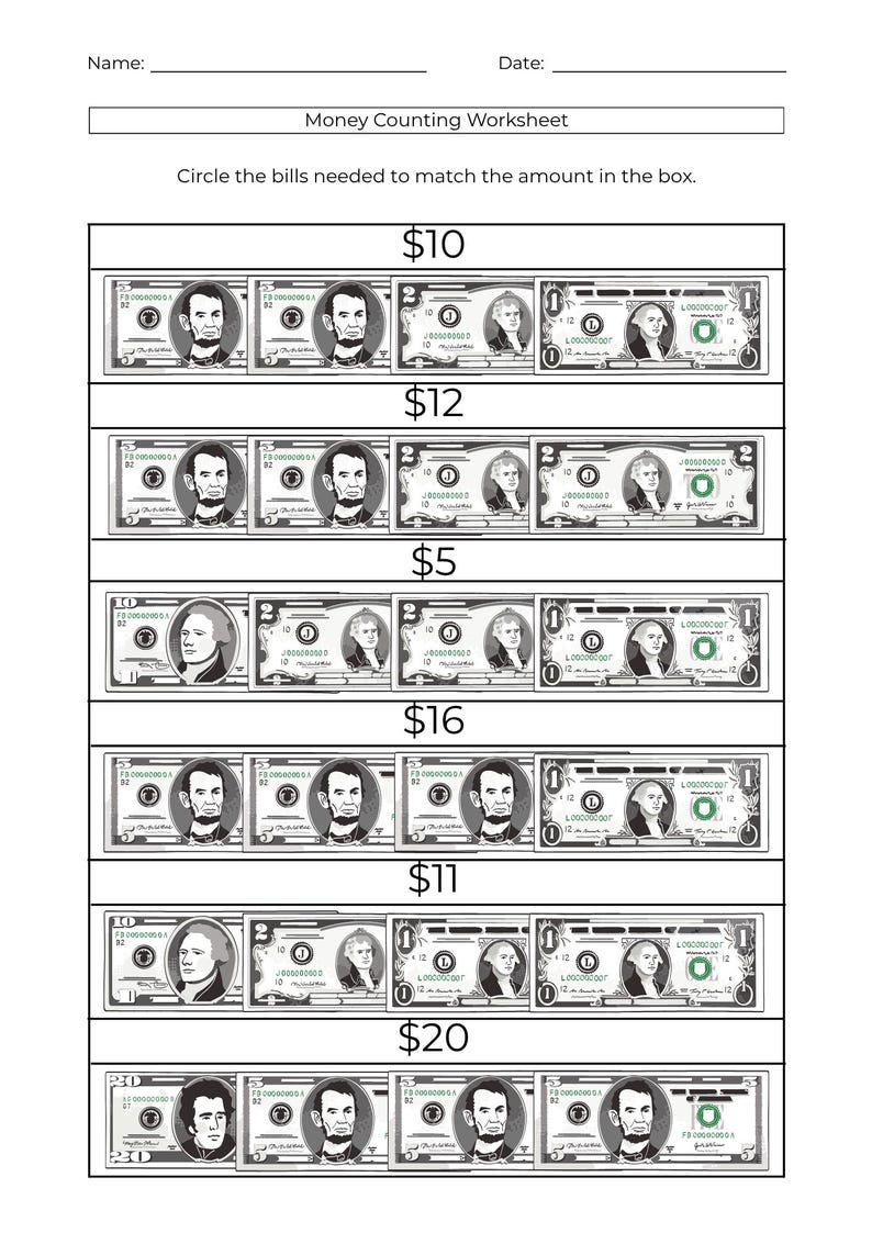10 Printable Counting Money Worksheets – Practice Recognise and Count ...