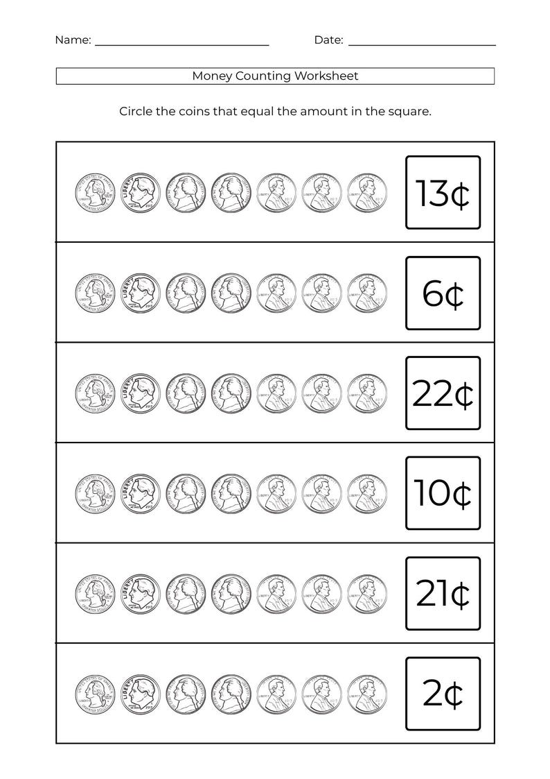 10 Printable Counting Money Worksheets – Practice Recognise and Count ...