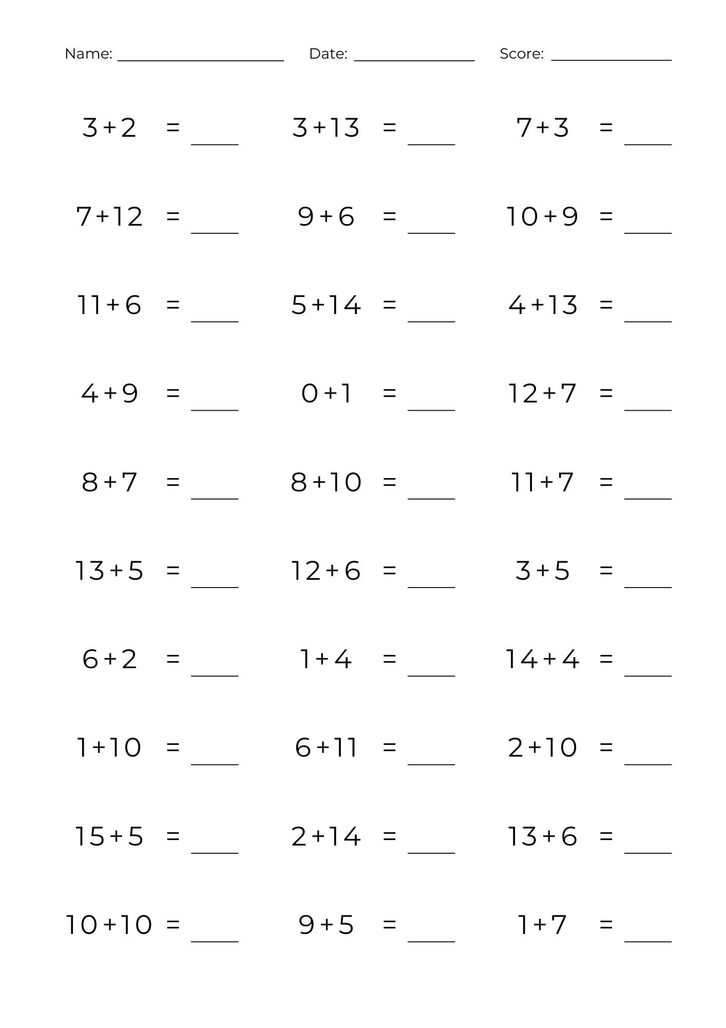 10 Printable Addition to 20 Worksheets: 1st Grade Math Practice (10 ...