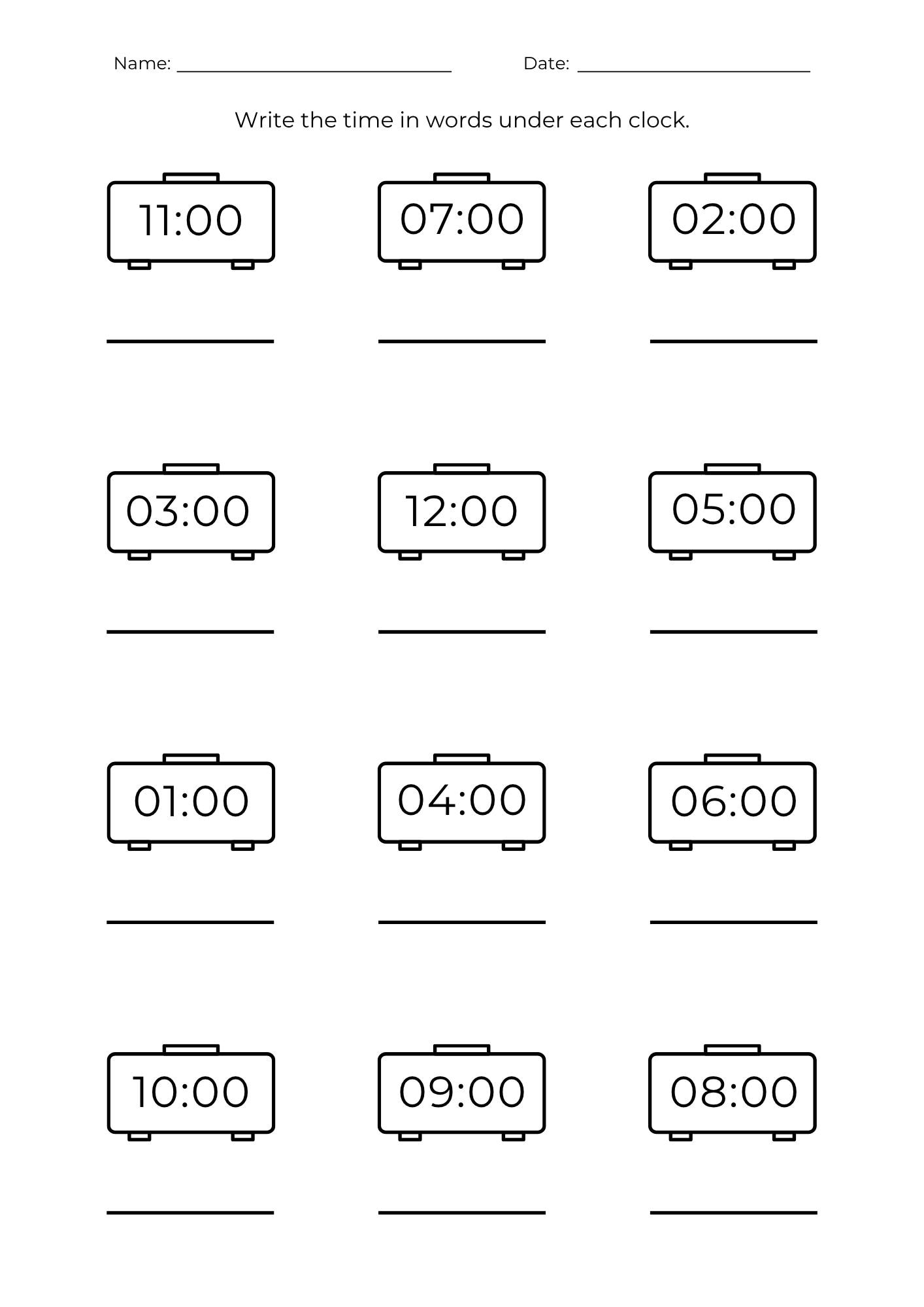 15 Printable Digital Clock Worksheets: Learn to Tell Time - Printable ...