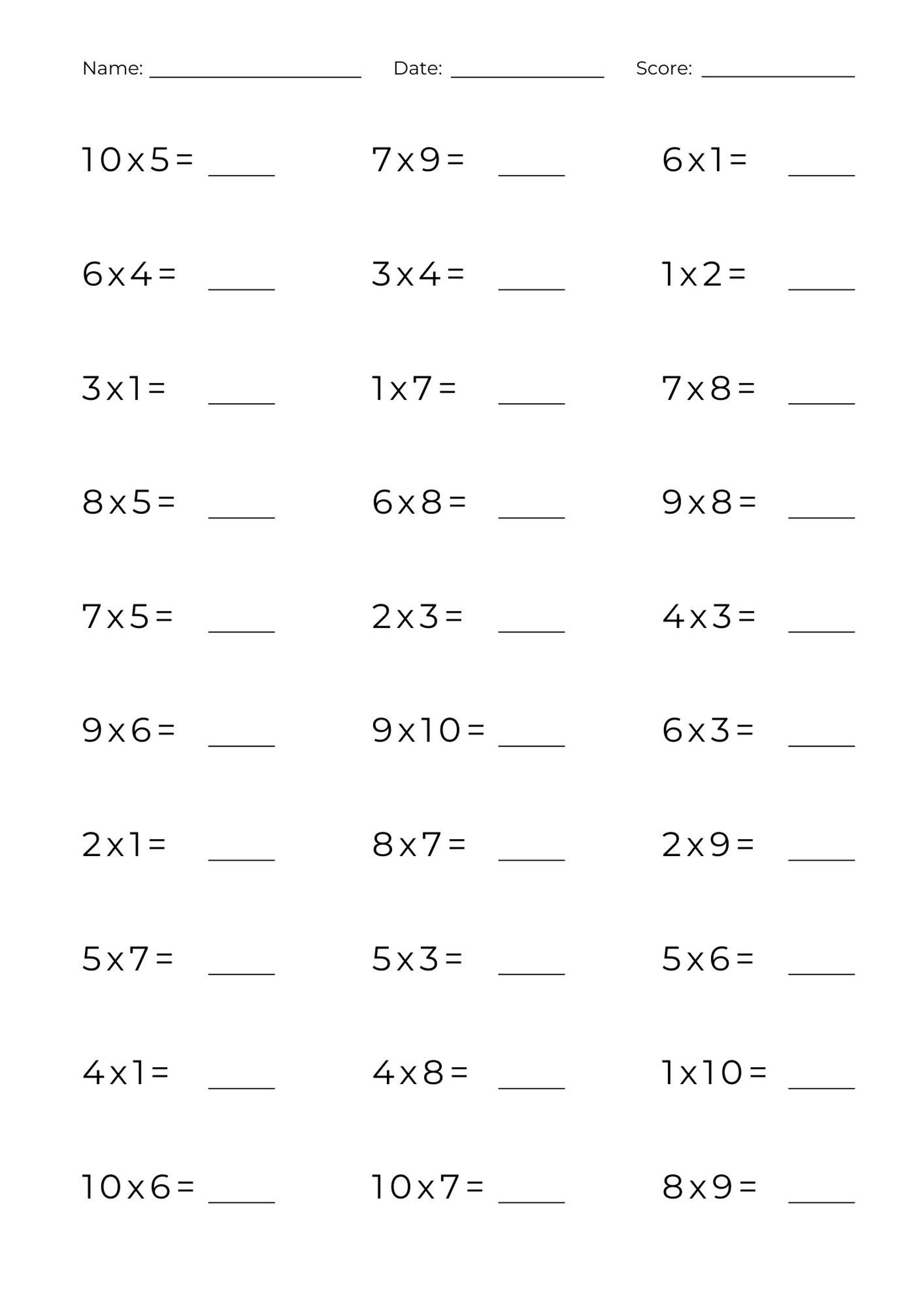 14 Printable Times Table Practice Worksheets for Learning Basic ...