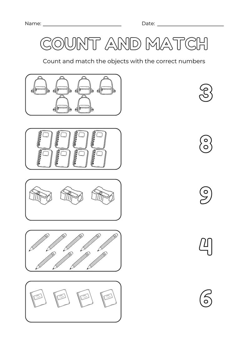 20 Printable Counting Worksheets 1-20: Count and Color (PDF Download A4 ...