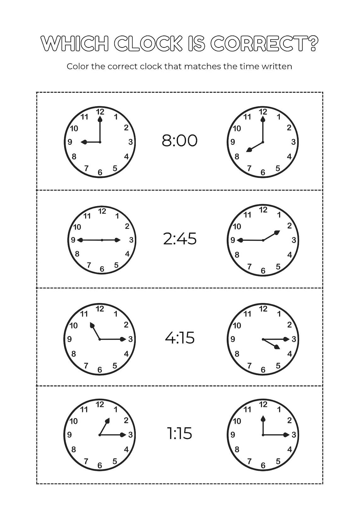 50 Printable Time Telling Worksheets Clock Learning to Tell Time ...
