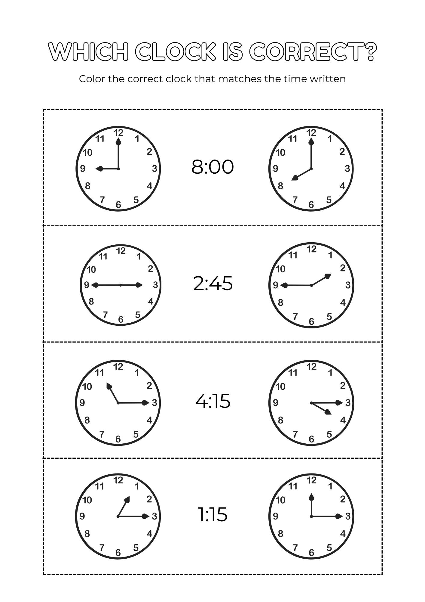 50 Printable Time Telling Worksheets – Learning Analog & Digital Clocks ...