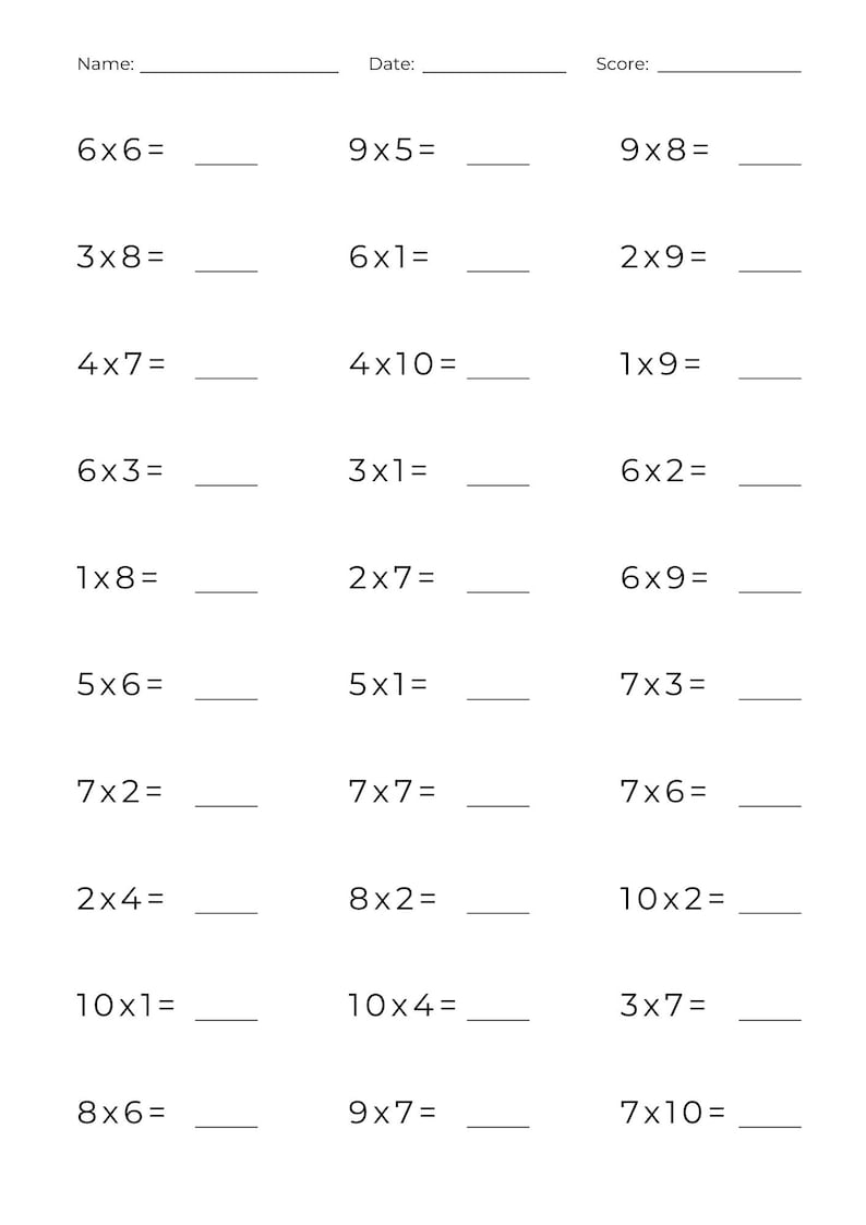 14 Printable Times Table Practice Worksheets for Learning Basic ...