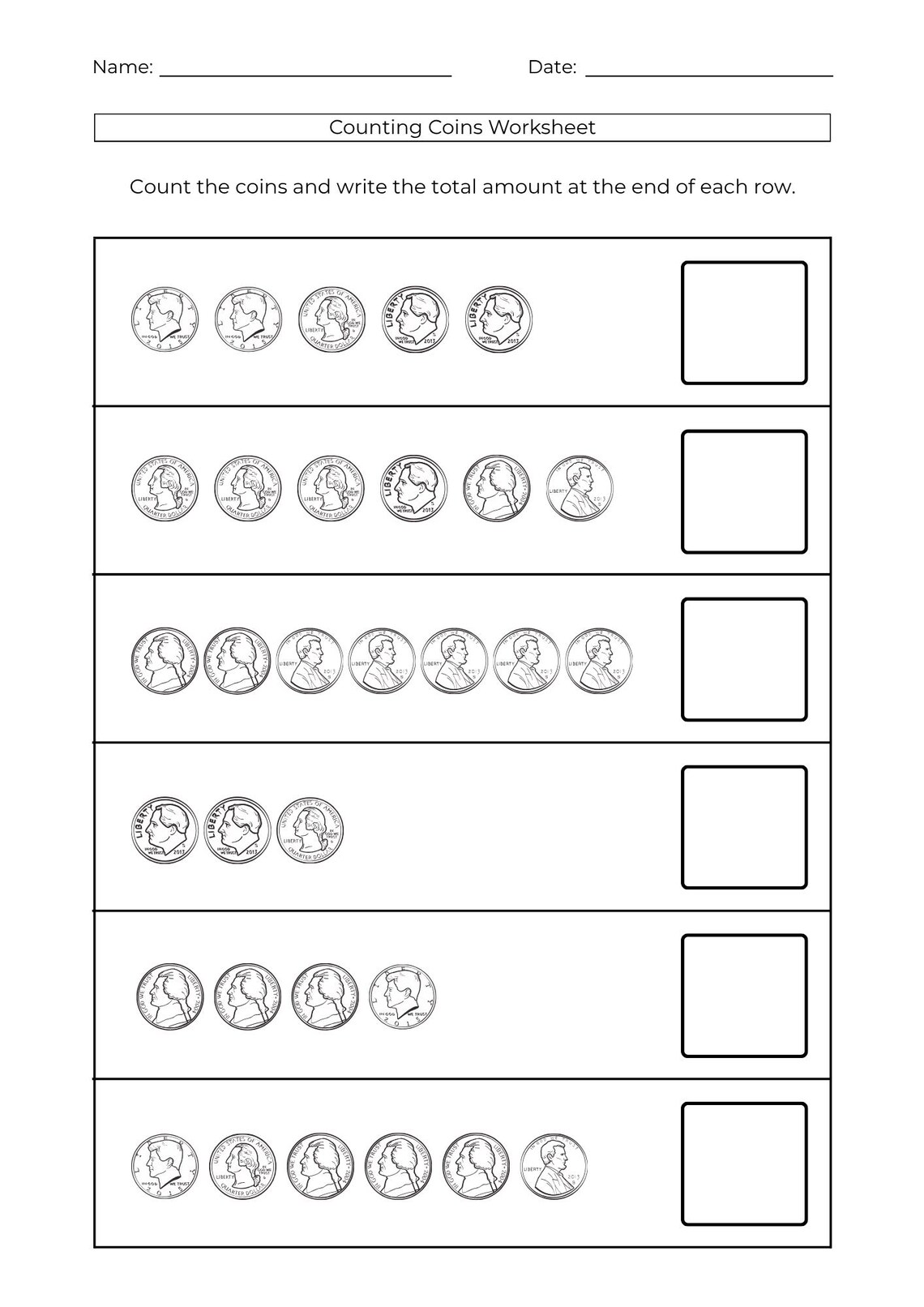 10 Printable Money Counting Worksheets: Coin & Cash Math Activity (PDF ...