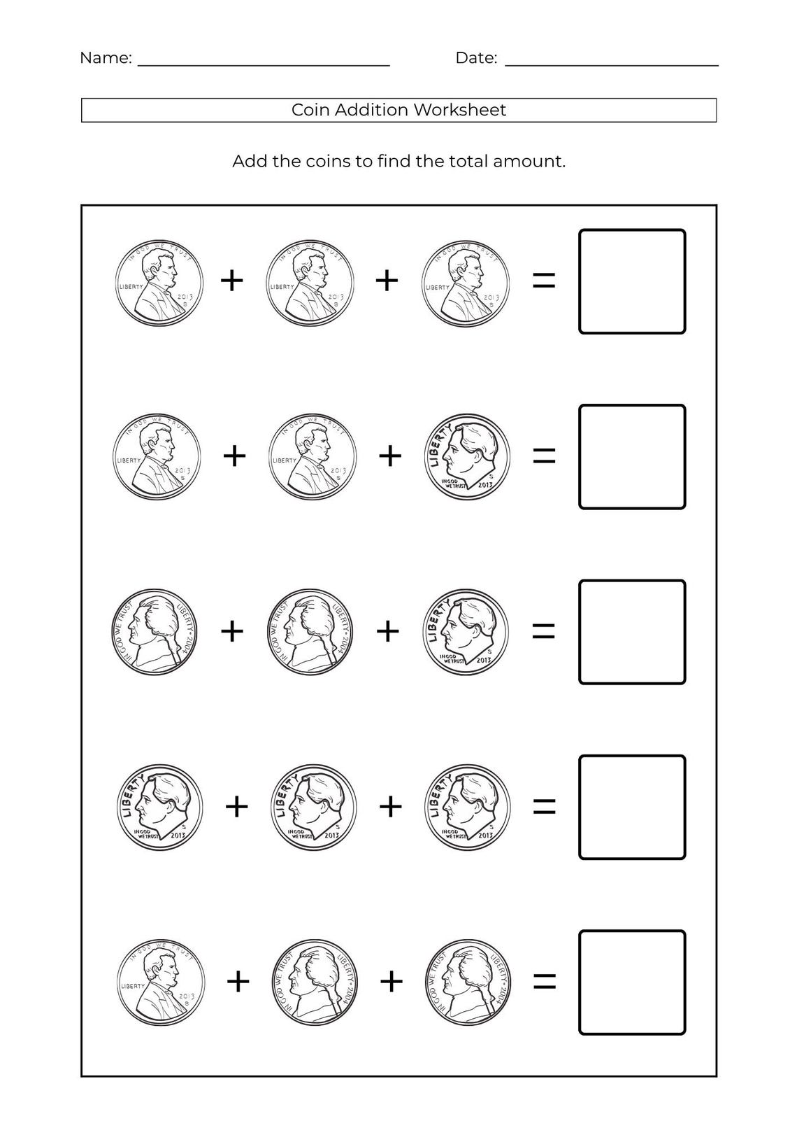 10 Printable Count and Add Money Worksheets Counting Money Addition ...