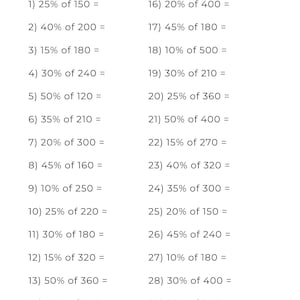 10 Printable Finding Percentages Worksheets - Percentage Calculation ...