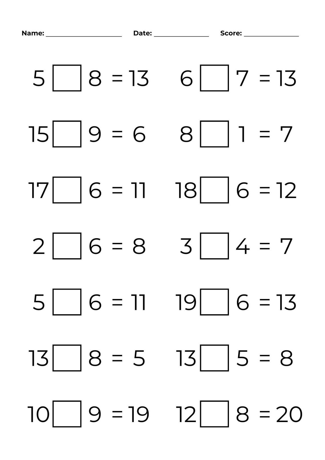 10 Printable Add or Subtract Worksheets – Addition and Subtraction ...