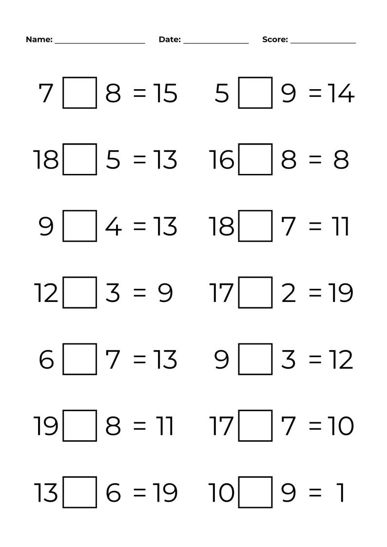 10 Printable Add or Subtract Worksheets – Addition and Subtraction ...