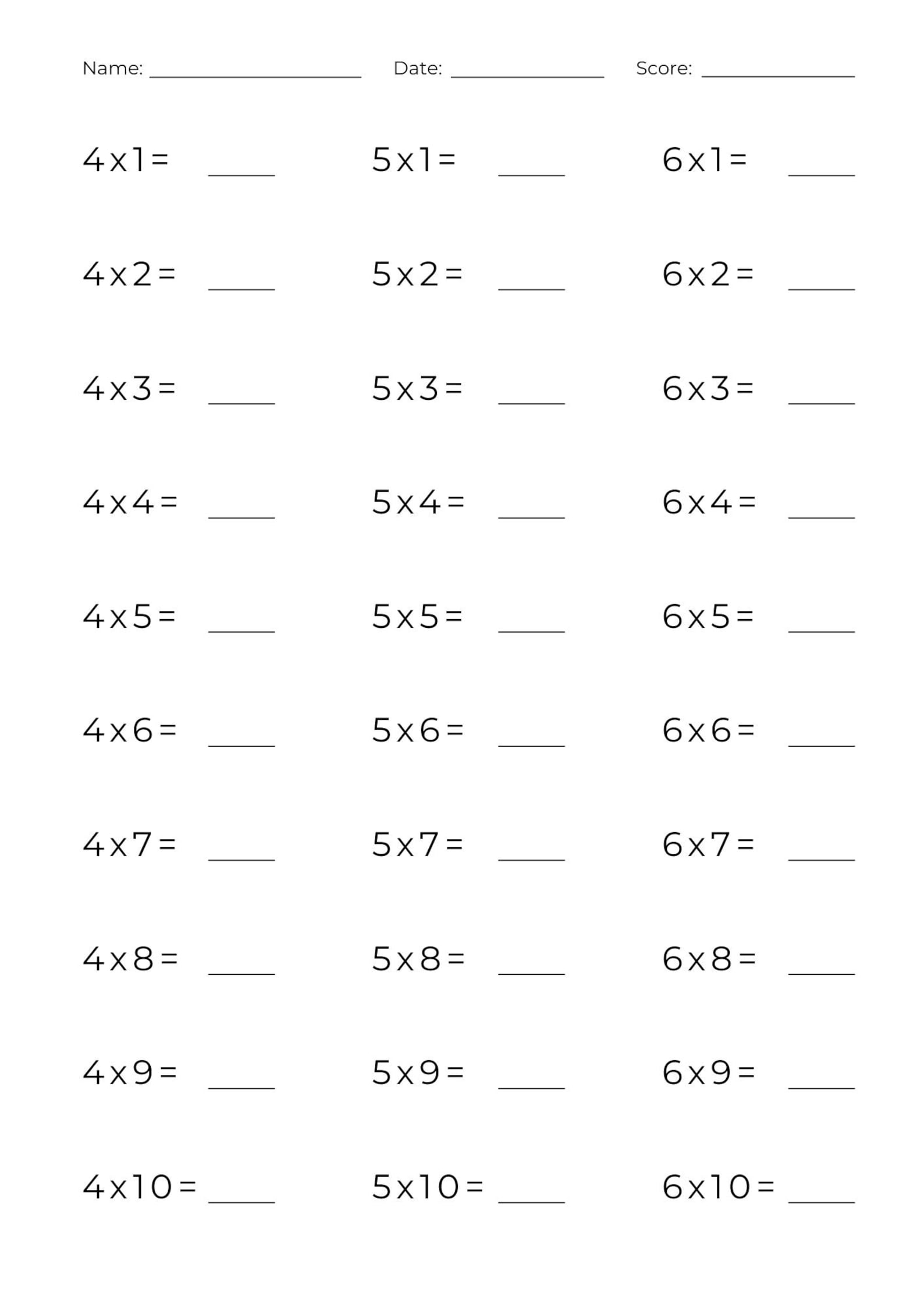 14 Printable Times Table Practice Worksheets: Multiplication Learning ...