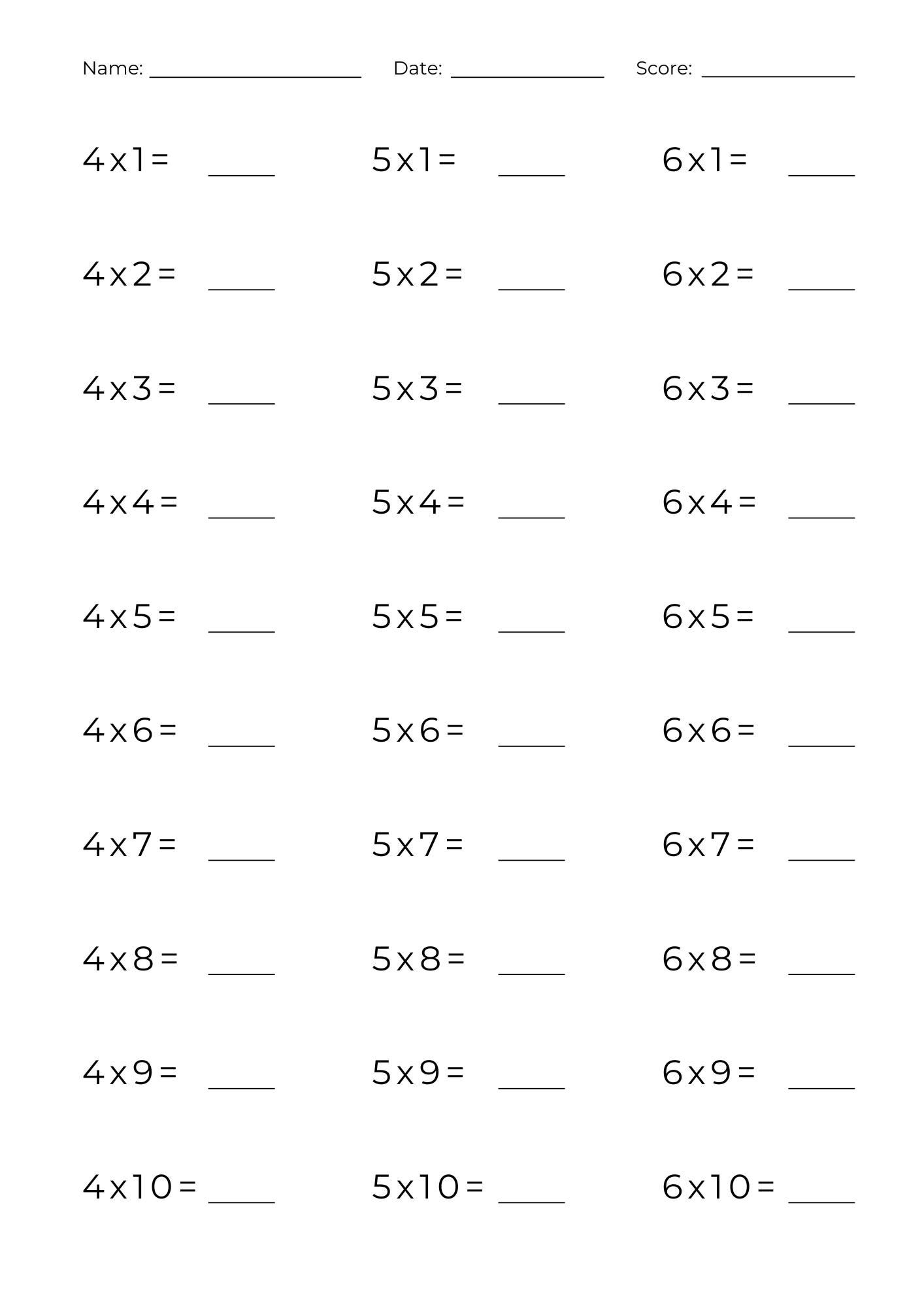 14 Printable Times Table Practice Worksheets: Multiplication Learning ...