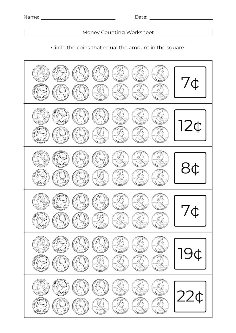 10 Printable Counting Money Worksheets – Practice Recognise and Count ...