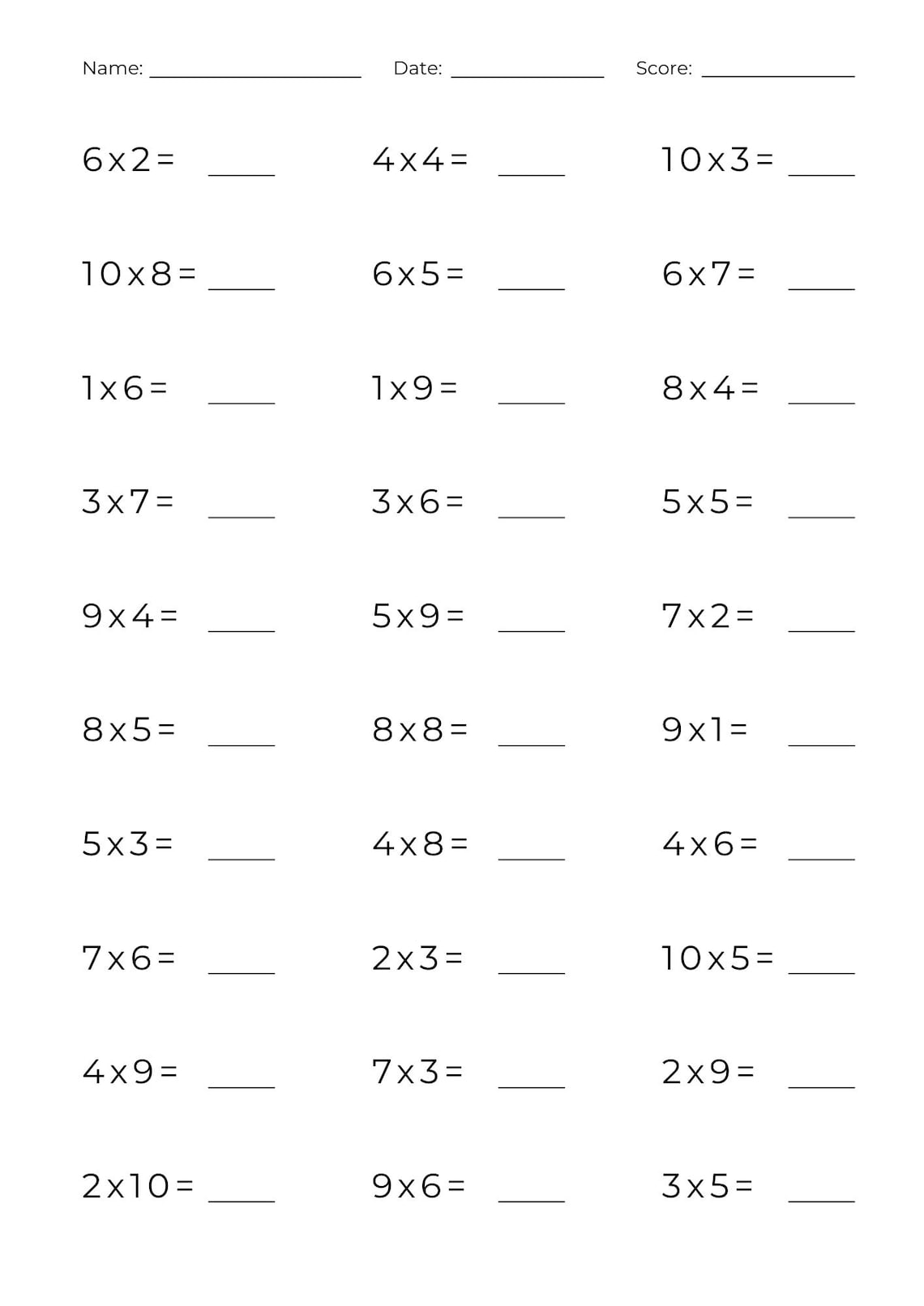 14 Printable Times Table Practice Worksheets: Multiplication Learning ...