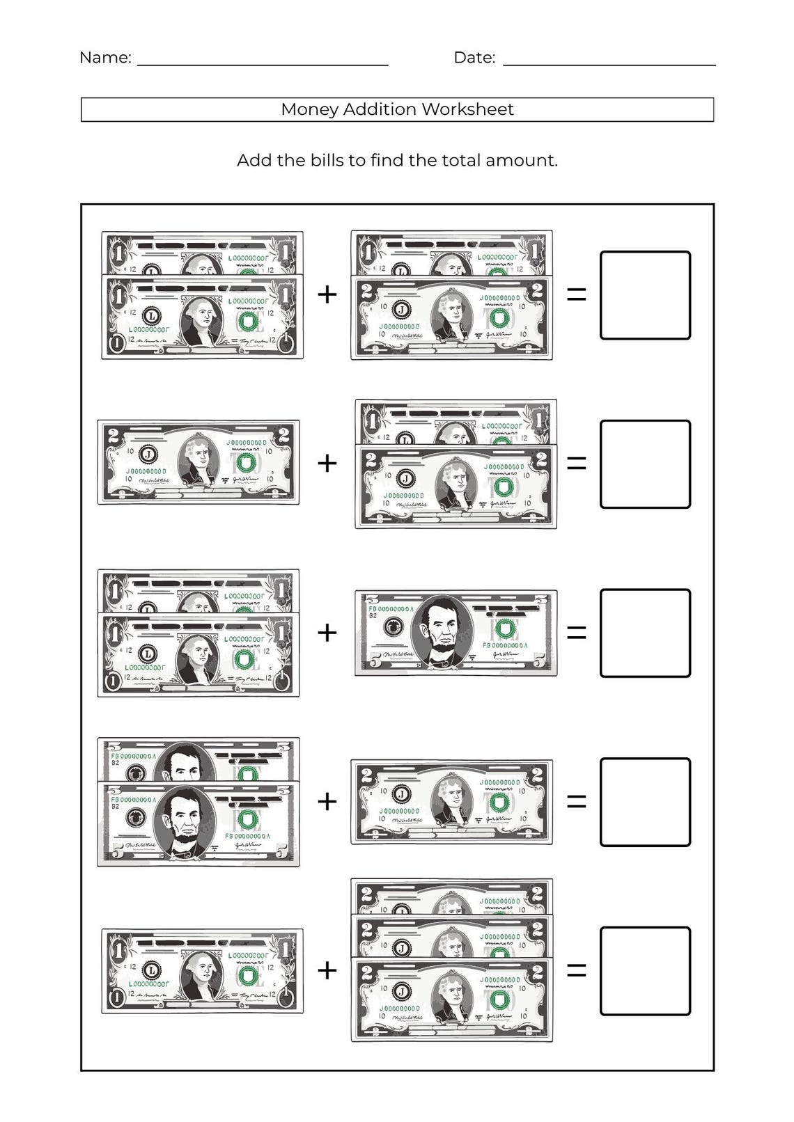 10 Printable Count and Add Money Worksheets Counting Money Addition ...