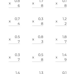 10 Printable Multiplication Decimals Worksheets – Practice Multiplying ...